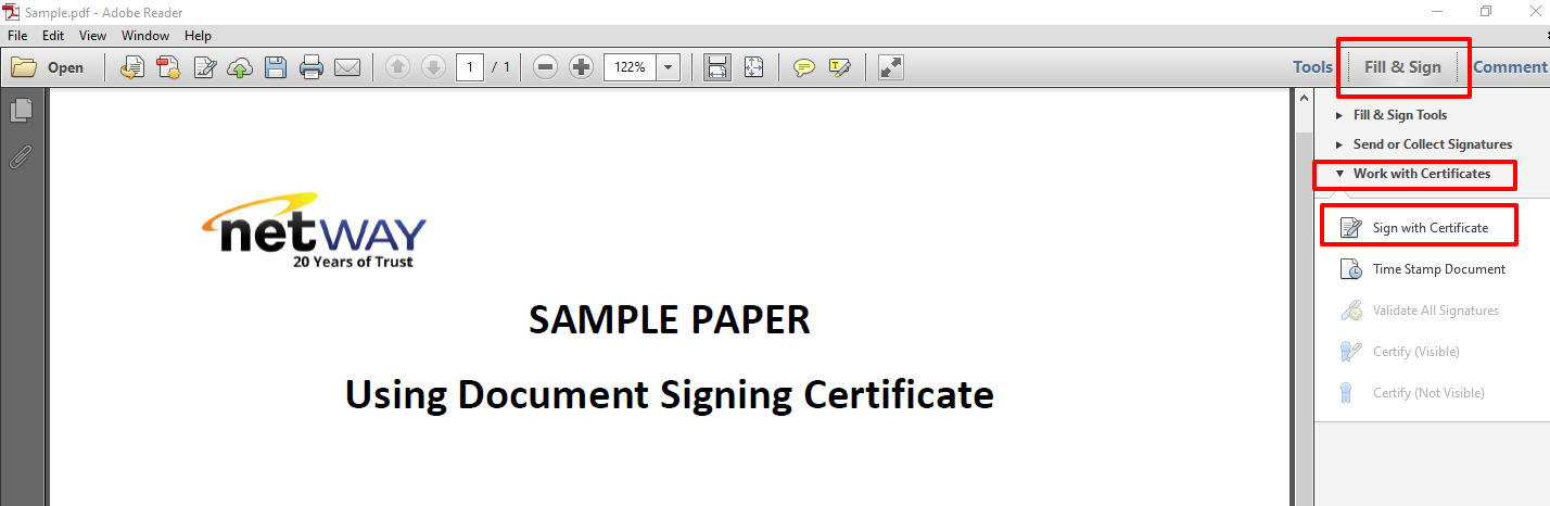 วิธีการ Sign เอกสารบน Adobe Acrobat โดยใช้ Document Signing Certificate
